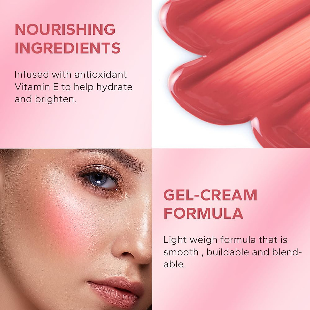 Soft Cream Blush Makeup, Liquid Blush for Cheeks, Weightless, Long-Wearing, Smudge Proof, Natural-Looking, Dewy Finish (B102)