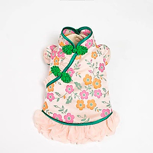 TaniWina Pet Clothing Cheongsam Chinese New Year Winter Clothes pet Clothing for Small Dogs (XS)