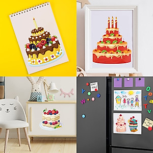 36 PCS Make-a-Cake Sticker Sheets Make Your Own Cake Sticker for Kids Cake Cupcake Craft Sticker Fruit Sweets and Treats Sticker Pad for Kids Classroom Birthday Party Favor Supplies