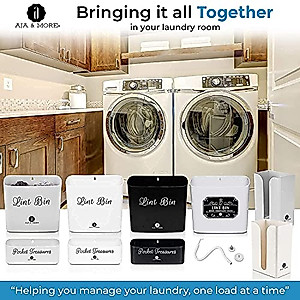 A.J.A. & MORE Lint Holder Bin and Dryer Sheet Dispenser Magnetic for Laundry Room Organization (Matte Black)
