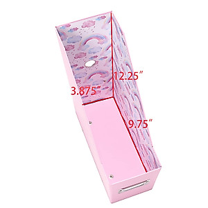 Snap-N-Store Storage Box - Pack of 2 Magazine File Boxes for Organizing - 12.25 x 3.88 x 9.75 Inch Storage Boxes w/Lids for Documents, Paper and Organizing, Back To School Supplies for Students, Pink