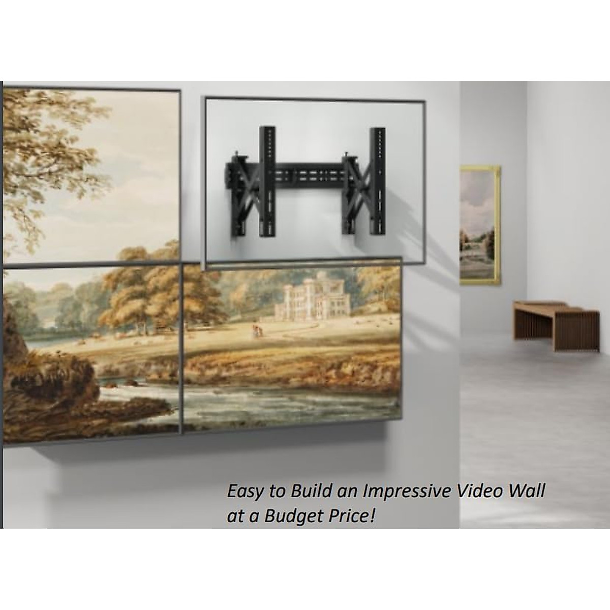 Mount Plus POP-48T 1x2 Pop Out Video Wall Mount System for 37 to 80" TVs | TV Menu Board | Max VESA 800x400 | Commercial Grade 154 Lbs | Anti-Theft Protection | Full Extension to 8.7"