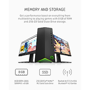 HP Pavilion Gaming PC, NVIDIA GeForce GTX 1650, 10th Gen Intel Core i3-10105, 8 GB RAM, 256 GB SSD, Windows 11, Wi-Fi 5 & Bluetooth 4.2, 9 USB Ports, Pre-Built Gaming PC Tower (TG01-1220, 2021)