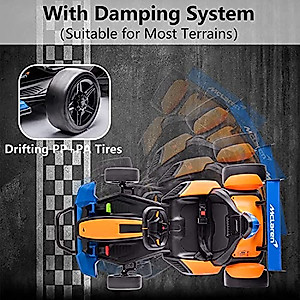 YOFE 24V Electric Go Kart for Kids, Drift Racing Go Kart,8MPH Max,132lbs W. Capacity,Licensed Mclaren Battery Powered Ride on Car with 2 Speeds for Kids Ages 6 and Older