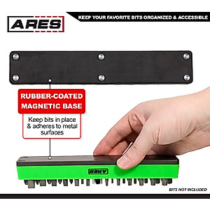 ARES 60013 - Green 37 Hole Hex Bit Organizer with Strong Magnetic Base - Keep Your Favorite Specialty, Drill, Tamper & Quick Change Bits Conveniently Organized and Accessible