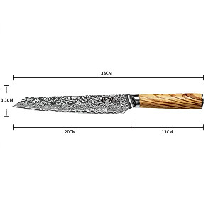 Wakoli Damascus Nakiri knife blade 7-inch extremely sharp from 67 layers genuine Japanese Damascus with olive wood handle, Oribu Series