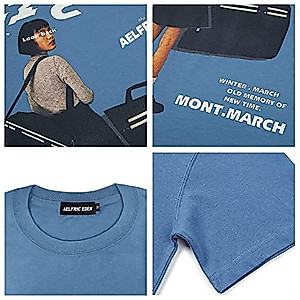 Aelfric Eden Mens Oversized T Shirts Tees Distorted Portrait Print Crew Neck Cotton Tops Streetwear Casual Shirt