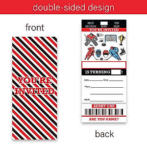 LyoGao 20 Pack Hockey Ticket Birthday Party Invitations With Envelopes Sport Hockey Theme Birthday Party Ticket Style InvitationsFill in Invites Card