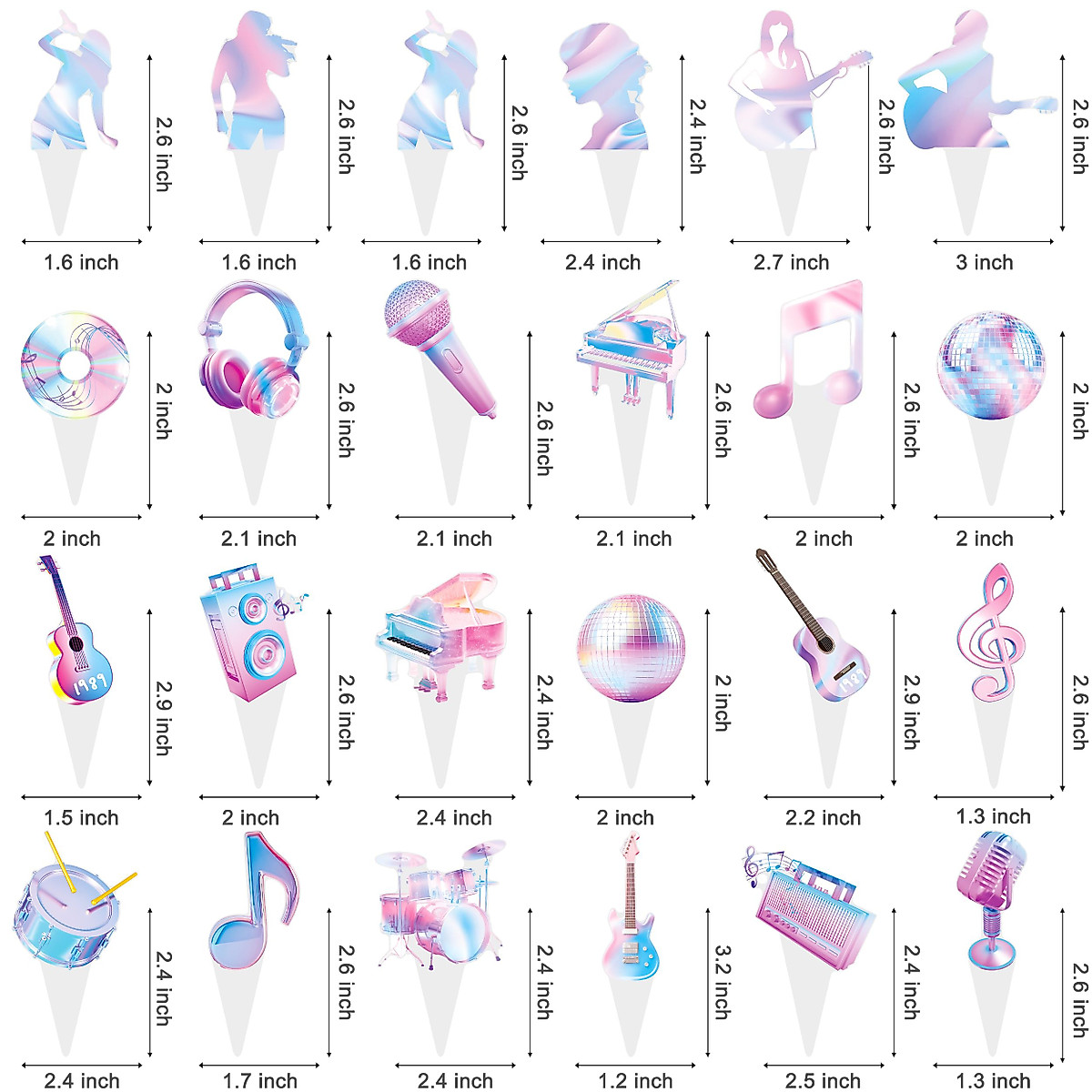 48Pcs Music Singer Party Cupcake Toppers Singer Birthday Party Decoration Popular Singer Theme Cupckae Toppers for Girls Music Singer Birthday Baby Shower Supplies