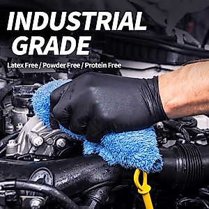 Basic Vinyl Exam Gloves, 4 mil Safty Glove Latex-Free & Powder-Free, SGBE 8001 Synmax Disposable Medical Glove Small (Box of 100, Black)