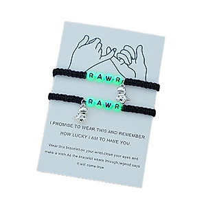 Bracelet for Women 2pcs Glow in The Dark Bead Decor Dinosaur Charm Bracelet