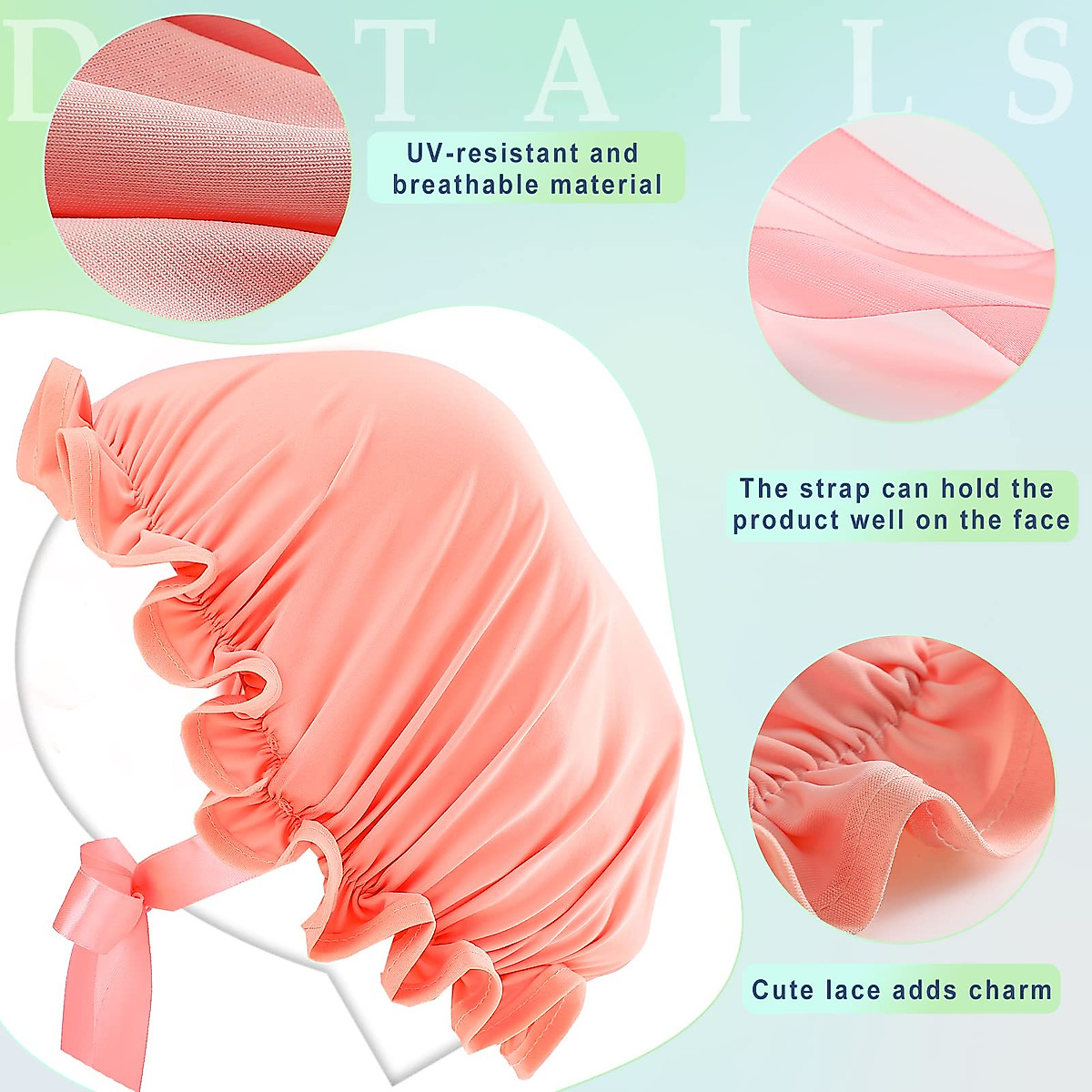 4 Pieces UV Protection Tanning Face Cover Face Tanning Mask Tanning Hair Cap Protective Hair Bonnet for Women Girls Salon, Blue and Pink, 5.91 x 4.33 Inches