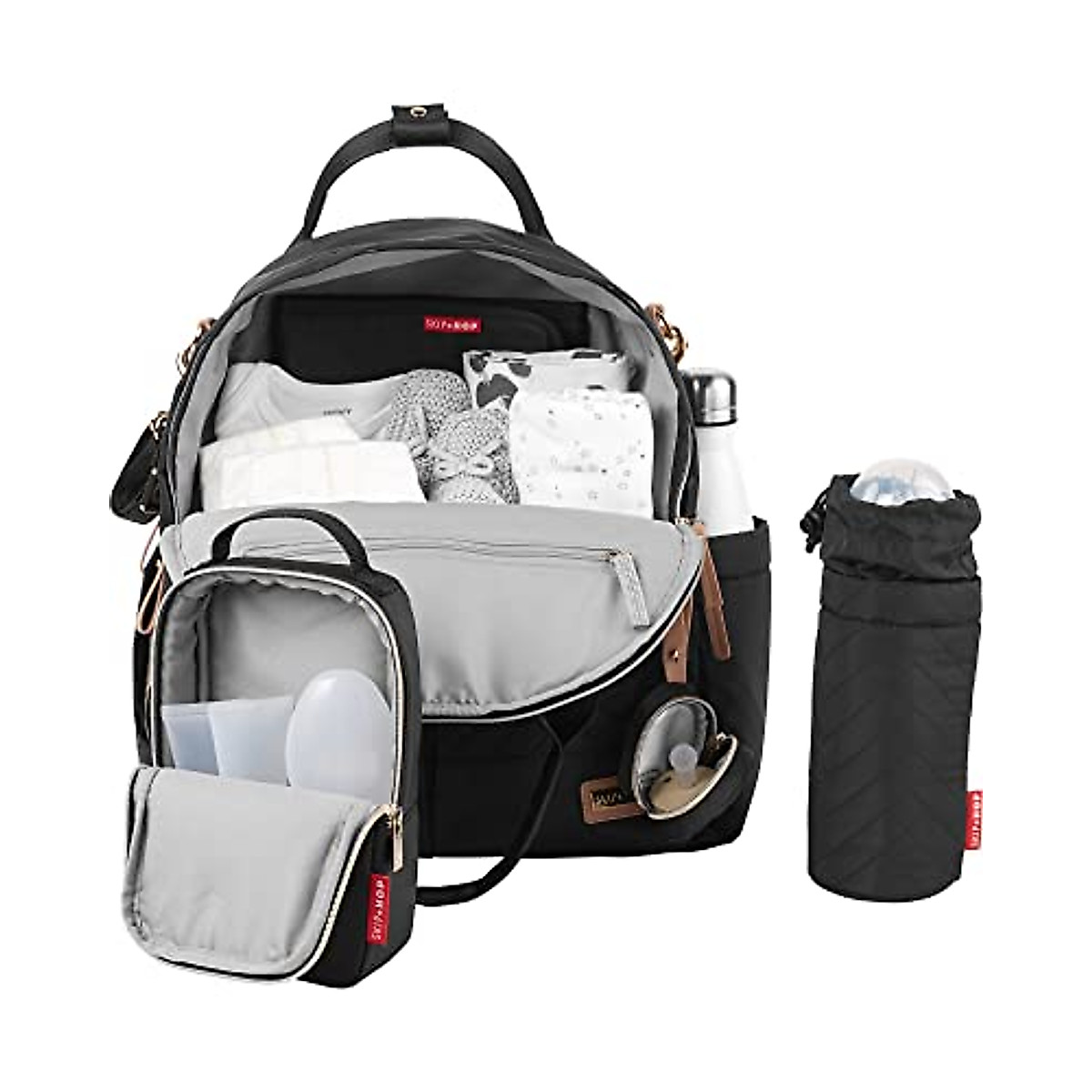 Skip Hop Diaper Bag Backpack: Suite 6-in-1 Diaper Backpack Set, Multi-Function Baby Travel Bag with Changing Pad, Stroller Straps, Bottle Bag and Pacifier Pocket, Black