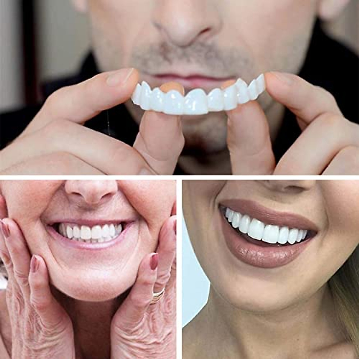 2 Pairs of Instant Veneer Dentures for Men and Women, Customizable Temporary Dentures, Perfect Braces and whitening Replacements, Protect Your Teeth and regain a Confident Smile Multicolor