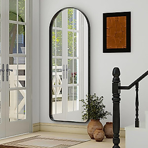XRAMFY 65"x22" Arched Full Length Mirror, Black Metal Framed Bathroom Floor Mirror,Wall Mirror,Leaning Hanging for Home and Living Room
