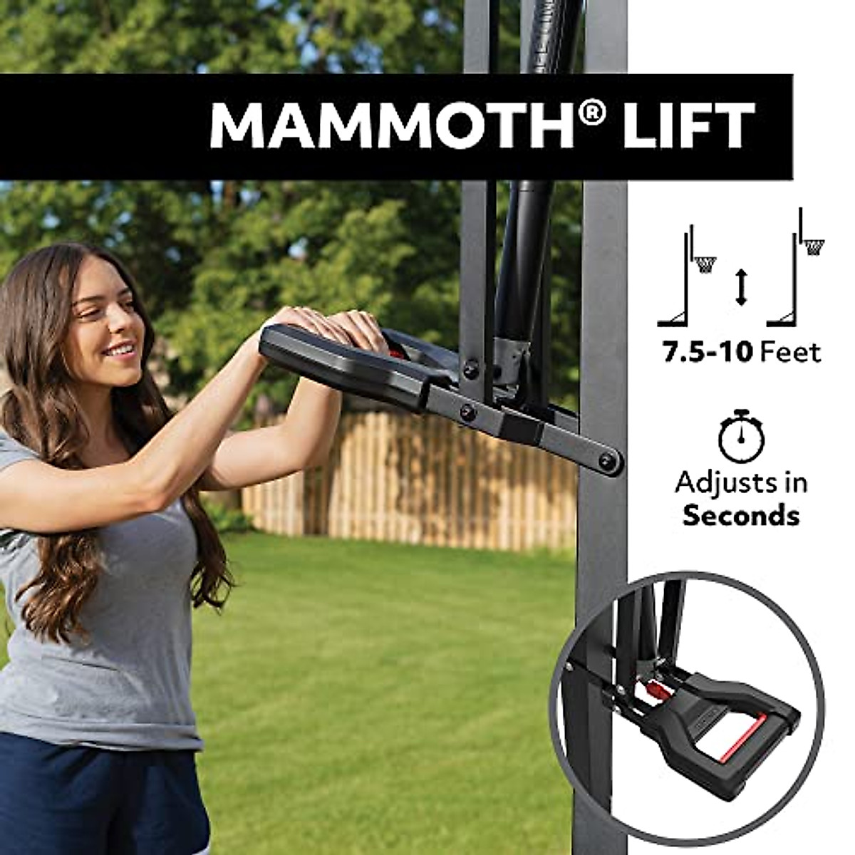 Lifetime 60" In-Ground Basketball Hoop, Mammoth Lift Adjustable Height, Tempered Glass Backboard Bolt Down System