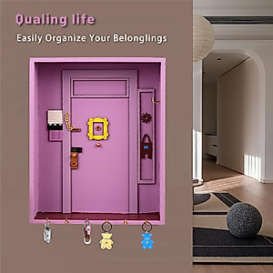 Qivine Friends Key Holder,Door Frame for Wall TV Show Merchandise Keychain Holder Door Hanger with 6 Metal Hooks for Wall Entryway,Bathroom,Living Room (Purple)