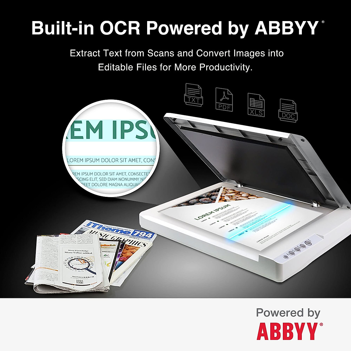 Plustek A3 Large Format Flatbed Scanner OS 1180 : 11.7x17 scan Size for Blueprints and Document. Design for Library, School and Soho. A3 scan for 8 sec, Support Mac and PC