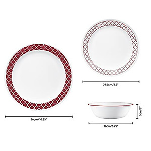 Corelle Dinnerware Set (12pc Set, Crimson Trellis)