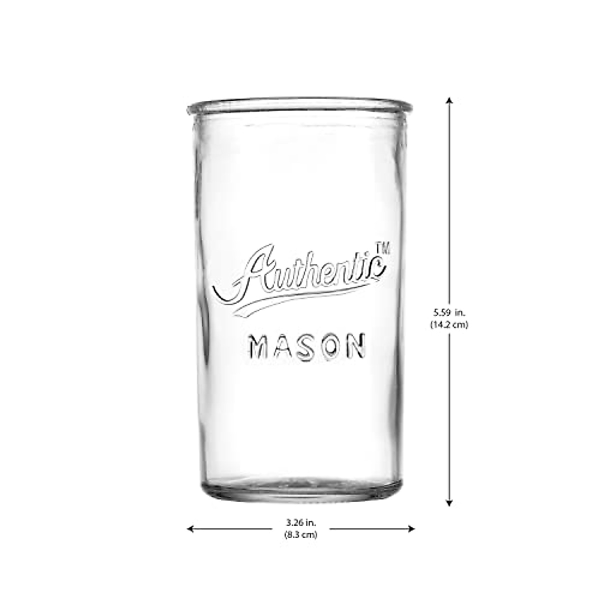 Glaver's Drinking Glasses – Set of 4 Authentic Mason Vintage Glassware – Clear Glass Tumblers for Cocktails, Water, Juice – Embossed Vintage Drinking Glasses (Highball 18 oz 7983)