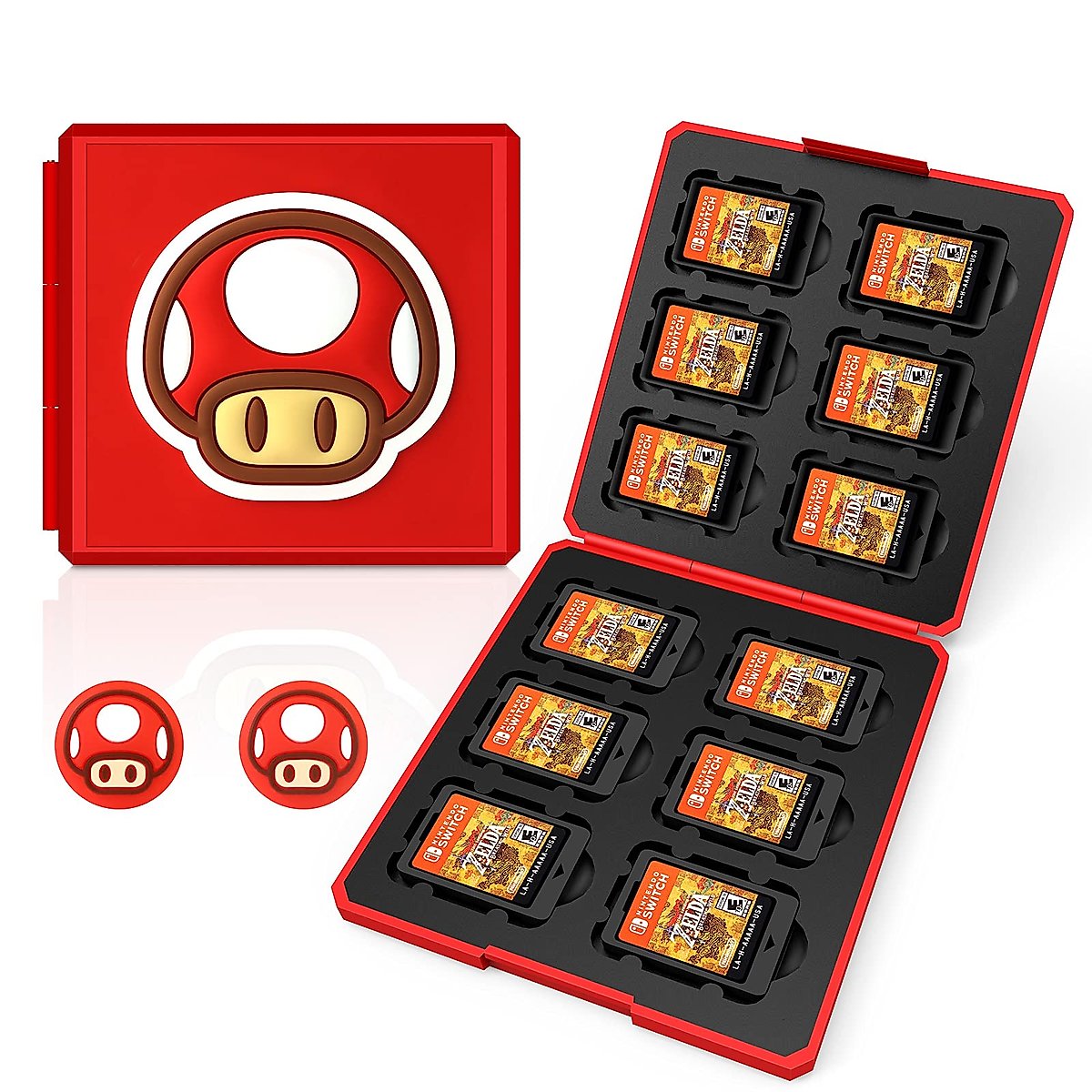 UFOPETIE Game Card Case Storage Box for Switch Game Cards Mario Games Up to 12 Games,for Nintendo Switch Game Card Case Cube for Nintendo Switch Game Storage Box Mario Mushroom