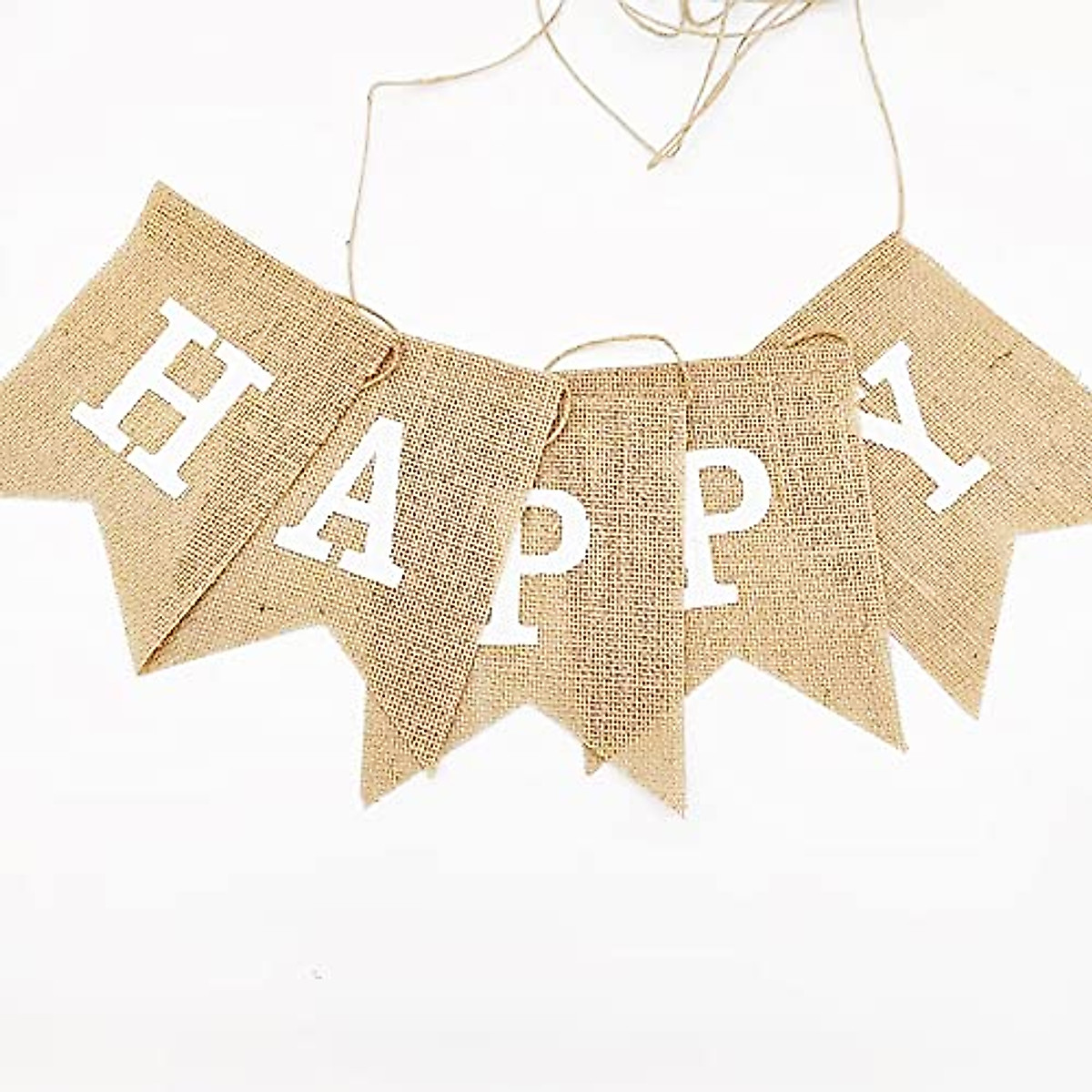 CrazyCharlie Burlap Happy Birthday Banner Swallowtail Flags for Birthday Party Decorations Swallowtail Flags