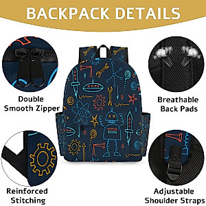 Toddler Backpack for Boys Girls, Kids Backpacks for Preschool, Kindergarten, Elementary School with Padded Back, Sturdy School Bags Children Bookbags Casual Travel Back Pack (Robot)