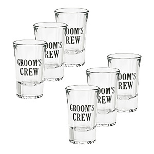 Lillian Rose Set of 6 Groom's Crew Wedding Party Shot Glasses, 1.5oz, Black