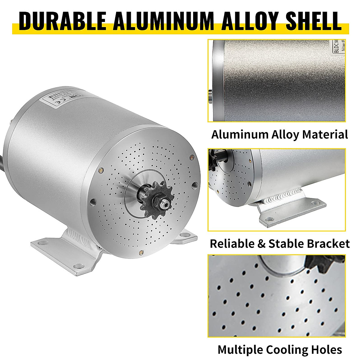 VEVOR Electric Brushless DC Motor,72V 3000W Brushless Electric Motor,4900RPM Brushless Motor Kit,w/Controller and Throttle Grip for Electric Scooter E Bike Engine Motorcycle DIY Part Conversion Kit