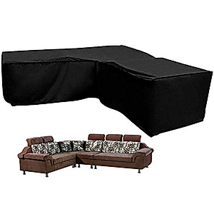 Silvotek L Shaped Garden Furniture Covers - Protective Cover for Corner Sofa with Durable Hem Cord, 210D L Shaped Outdoor Sofa Cover L Shaped Patio Couch Cover (L Shape 79"×106"×35.4")