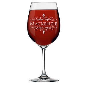 The Wedding Party Store, Personalized 16oz Wine Glass with Stem - Custom Engraved with Any Name and Initial