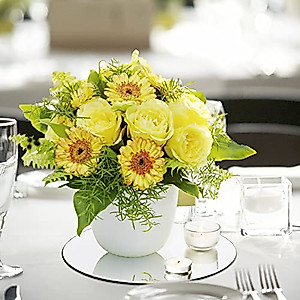 VASUHOME 12" Round Mirror Centerpieces for Tables, Mirror Tray Set for Wedding and Party Decorations, Circle Mirror Plates with Smooth Edge and Cushioned Feet, 2mm Thick