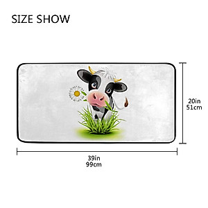 ZHIMI Kitchen Rug Anti Fatigue Kitchen Mat ﻿Cow Green Grass Runner Carpet Non-Slip Laundry Rug Home Decor Rectangle Entryway Long Mat 39 x 20 Inch