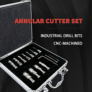 Annular Cutter Set 13 Pcs by S&F STEAD & FAST, Cutting Depth 1", Cutting Diameter 7/16" to 1-1/16" Inch, Mag Drill Bits Kit, Single Pc - 1-1/4" Cutting Diameter, 2" Cutting Depth