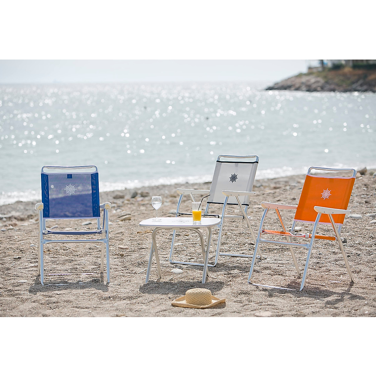 FORMA MARINE Boat Chairs White Vinyl MESH Deck Folding Marine Aluminum Furniture Set of 2 M100PW