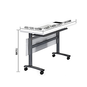 3 pcs Foldable Meeting Tables, Flip Top Mobile Training Table with Modesty,Storage Layer and Lockable Wheels, Ready to Unfold and Use (Color : A, Size : 80 * 40 * 75cm)