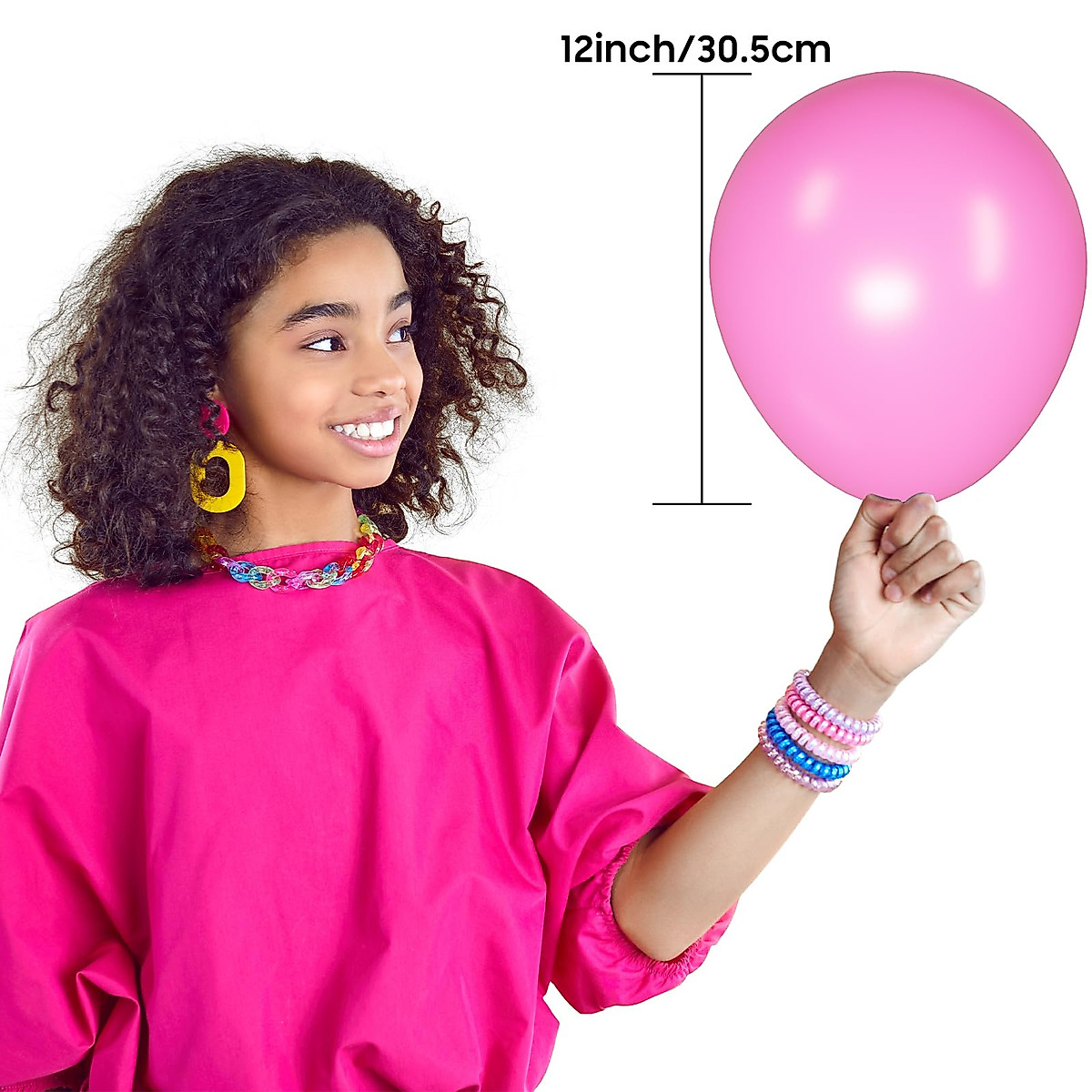 OWill 100pcs Balloons Pink White and Confetti 12 Inches Pink Latex Balloons, Pink Confetti Balloons for Birthday Baby Shower Wedding Party Supplies Arch Garland Decoration