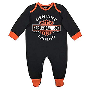 Harley-Davidson Baby Boys' Interlock B&S Footed Coveralls, Black 3050911 (0/3M)