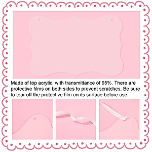 AHANDMAKER 2 Pc Clear Acrylic Hanging Sign, DIY Blank Names Custom Card Labels for Elegant Wedding Chair Signs with White Satin Ribbon for Wedding Dinner Parties, Food Signs, Banquet Events