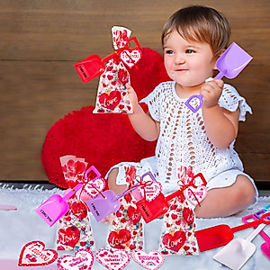 MGparty 24 Pack Valentines Day Plastic Toy Shovels with Cards, I Dig You Stickers, Gifts Bags Valentines Day Classroom Gift Exchange Supplies Party Favors for Kids
