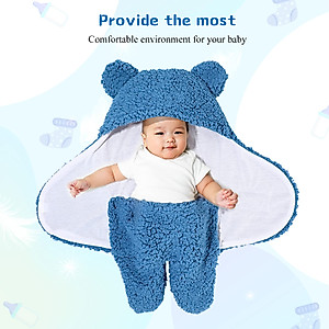 Cute Newborn Baby Swaddle Blanket, Sleeping Wrap Swaddle, Soft Infant Boys Girls Clothes, Receiving Blankets for Infant 0-6 Months, Registry Baby Girl Shower Gift (Blue)