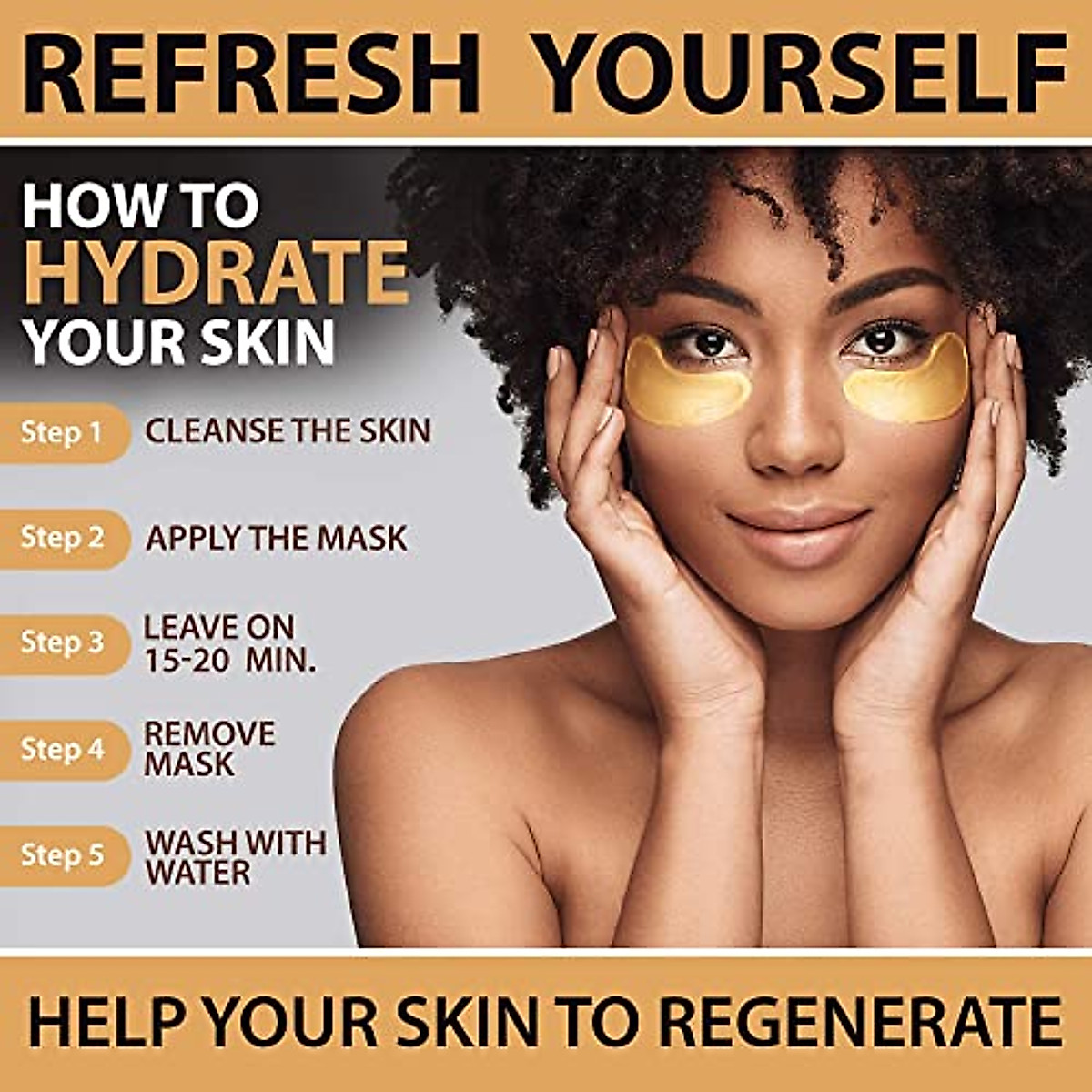 Under Eye Mask Patches Collagen, Gold Eye Patches for Puffy Eyes, Eye Mask for Dark Circle. 24K Gold Eye Mask, Under Eye Gel Pads, Eye Masks for Dark Circles and Puffiness Treatment Eye Masks Skincare