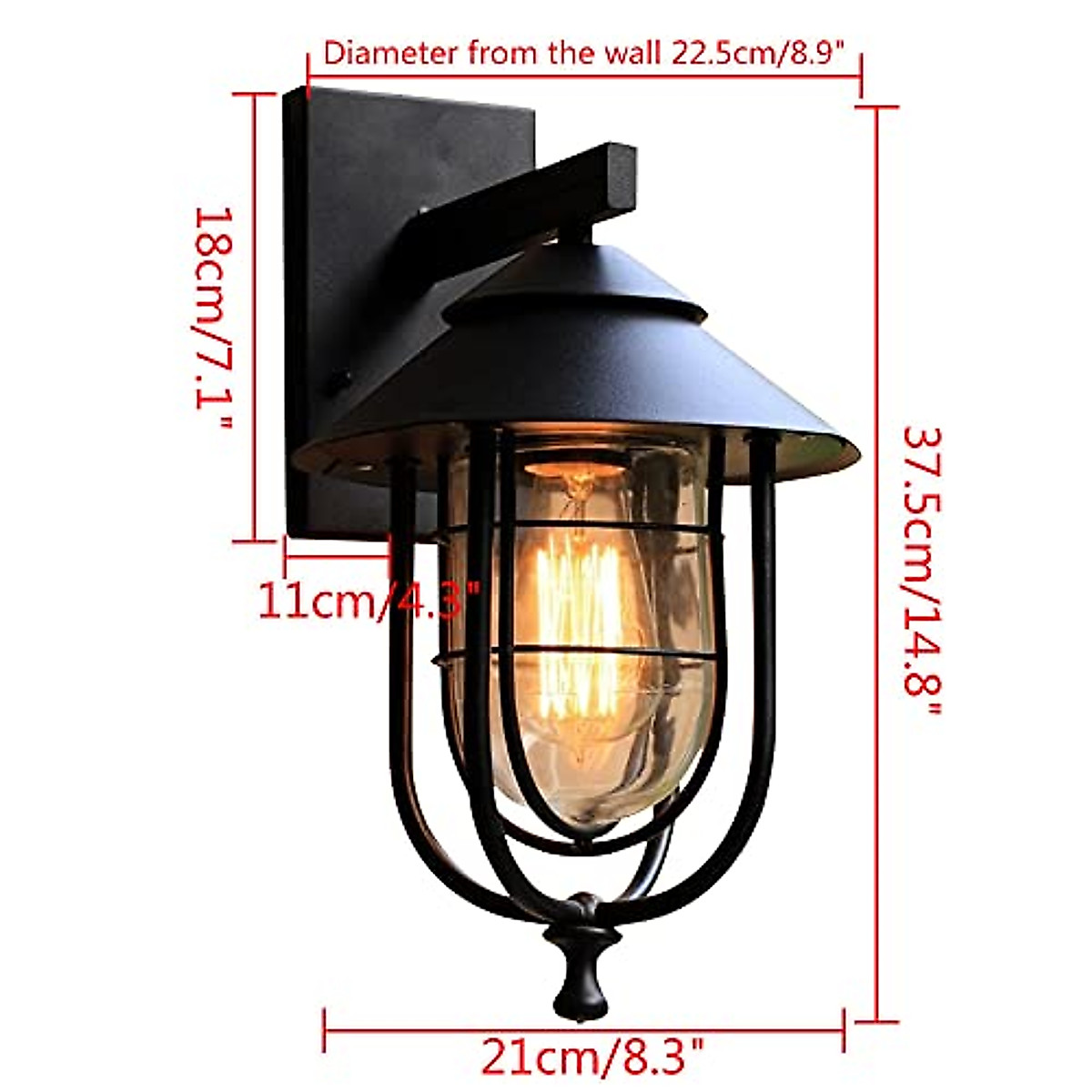 Outdoor Wall Lanterns Modern Exterior Wall Mounted Light Fixtures Waterproof Outdoor Wall Sconces with Seeded Glass Shade Outside Wall Lamp for Deck Garage Yard Front Door Garden Home