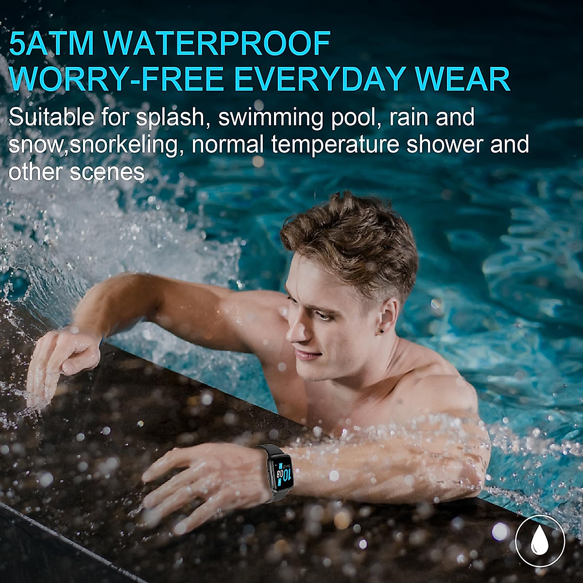 Fitness Tracker with Heart Rate Monitor,Step Counter, Sleep Monitor,Calorie Tracking,Waterproof Activity Tracker with Blood Pressure & SpO2 Smart Watch for Android iPhones Women Men Kids, Black