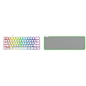 Razer Huntsman Mini 60% Gaming Keyboard + Goliathus Extended Chroma Bundle: Clicky Optical Switches - Mercury White