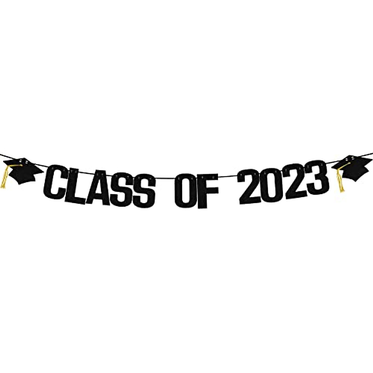 Class of 2023 Banner Black & Gold Glitter, Graduation Baner, Congrats Grad 2023 Banner, Congratulations Graduate 2023 Banner, Graduation Cap Decorations, 2023 Graduation Party Decorations