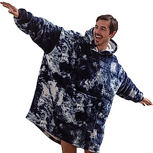 HANYUN Wearable Blanket Sweatshirt for Women and Men,Oversized Sherpa Fleece Blanket Hoodie with Giant Pocket Super Warm and Cozy