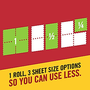 Brawny Tear-A-Square Paper Towels, 16 Double Rolls = 32 Regular Rolls, 3 Sheet Size Options, Quarter Size Sheets