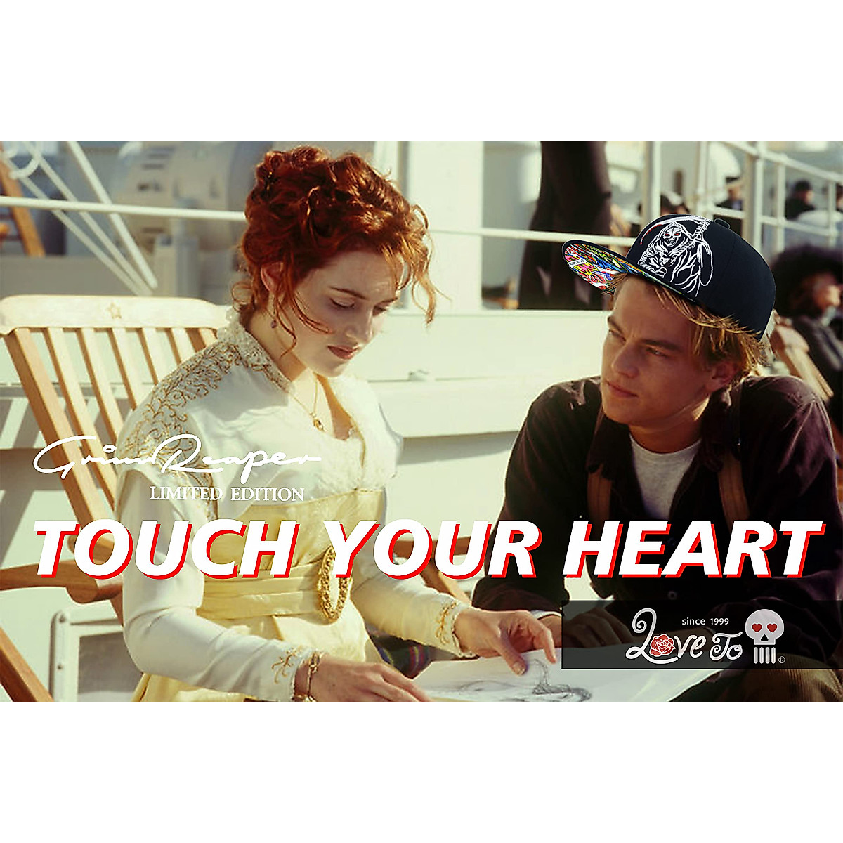 Love To Fashion Reaper Grim Religious Hats for Men Women Skull Black Flat Bill Snapback Baseball Caps,Medium-X-Large