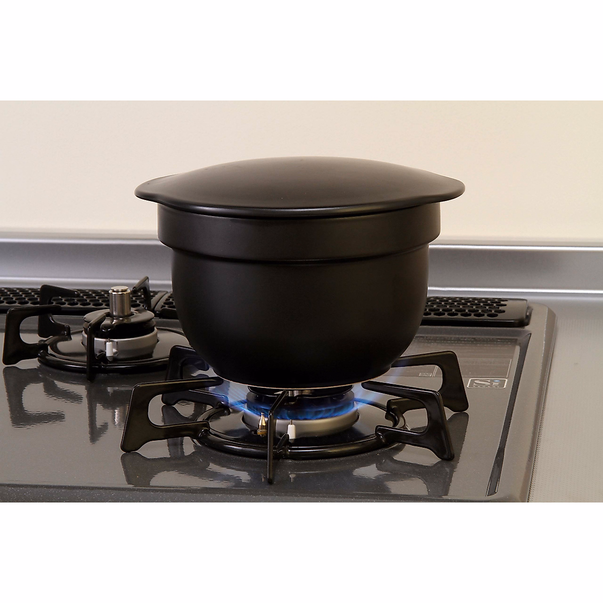 Nishinihon Pottery Rice Pot, Black, 43.3 fl oz (1,100 ml), Arita Ware Hitsu Rice